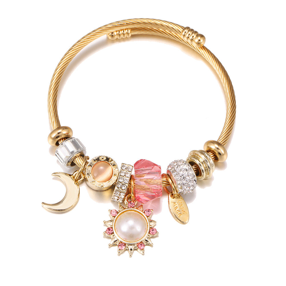 Adjustable Pendant Cuff With Charms